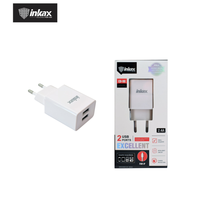 Inkax Fast Charger, 2.4A, Dual ports CD-98 in 2.1A/2.4A Chargers ...
