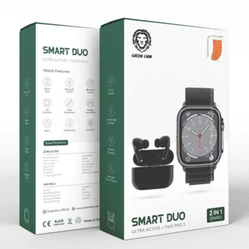 Green Lion 2 In 1 Smart Watch Duo Ultra Active + TWS Pro 2 G1 Combo ...